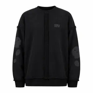 MYSIMPLICATED Oversized Cotton Crewneck Sweatshirt - Black/grey