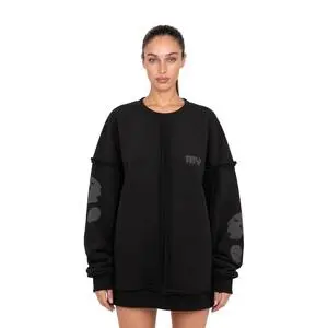 MYSIMPLICATED Oversized Cotton Crewneck Sweatshirt - Black/grey