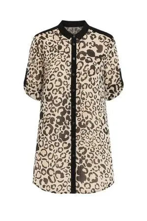 CONQUISTA Leopard Print Long Shirt