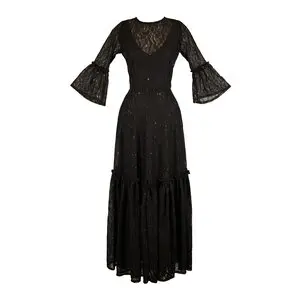 JENNAFER GRACE Sequin Lace Ruffle Maxi Dress