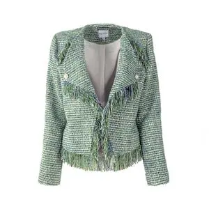 SOLGO ATELIER Cora Fringed Tweed Bouclé Moto Jacket