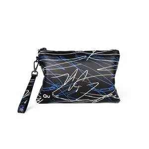 QU Printed Pouch - Black/blue