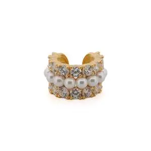 Diamond Pearl Cuff Earrings