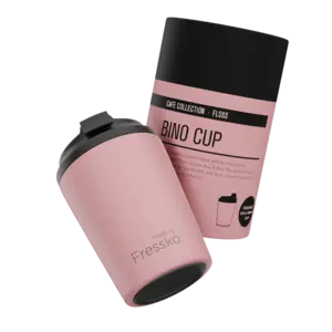 Fressko Bino 8oz / 227ml Reusable Coffee Cup, Stainless Steel Floss - Pink