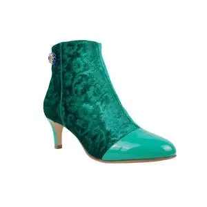 MOON D'ELLE Eclisse Velvet Ankle Boots - Green