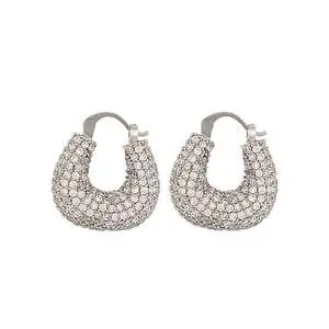 EBRU JEWELRY Sparkly Diamond Fashion Earrings - Silver