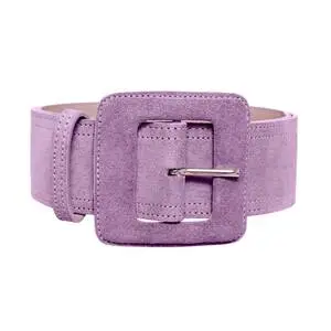 BELTBE Suede Square Buckle Belt - Purple