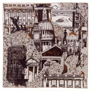 RICHARD ALLAN LONDON Brown / Grey / Silver Brown London Silk Scarf - Brown/grey/silver