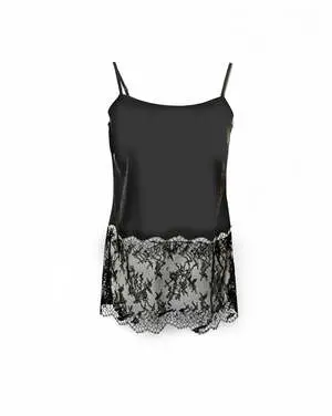 CAROL COELHO Orchid Lace-trimmed Tank - Black