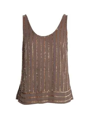 ROSE & NANCY Selene Sequin Embellished Vest - Grey/brown