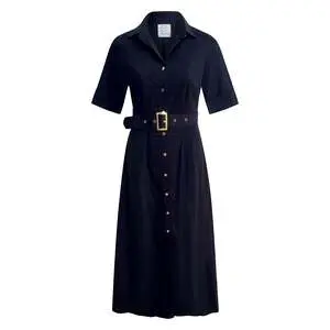 WHY MARY The Kate Midi Shirt Dress - Black