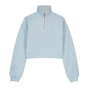 VELD Runyon Cropped Quarter-zip Sweatshirt - Blue
