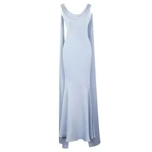 MISS CIRCLE NEW YORK Cowl Scarf-detail Mermaid Maxi Dress - Blue