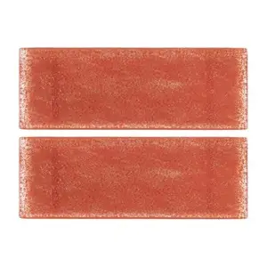 Turgla Home Glass Dinnerware Rectangular Glass Platter, Set Of Two - Red