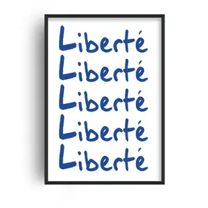 FANCLUB Liberté French Handwritten Art Print - Blue