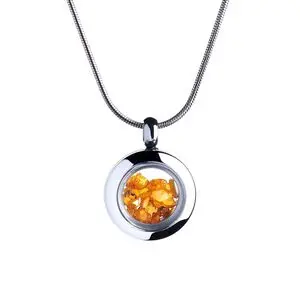 MY LITTLE NATURE Silver And Yellow Charm Necklace With Amber - Silver/yellow