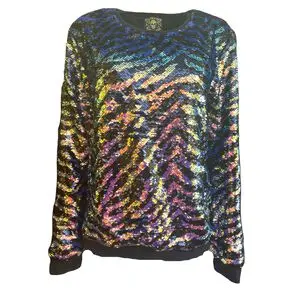 ANY OLD IRON Iridescent Zebra Sequin Sweatshirt