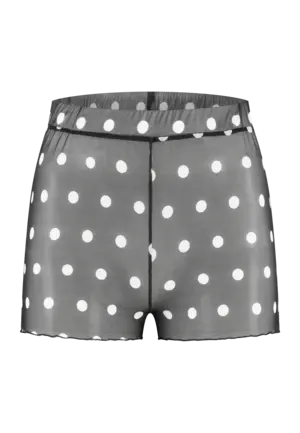 NOBLESSE OBLIGE Mesh Large White Polka Dot On Mesh Sleep Shorts - Black