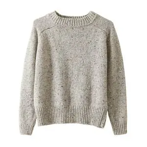 OUBAS Donegal Merino Wool Pullover Sweater - Grey/silver