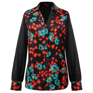SMART AND JOY Bi-material Flower Print Shirt