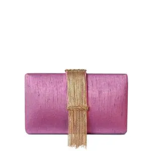 SIMITRI Old Rose Fringe Clutch - Pink