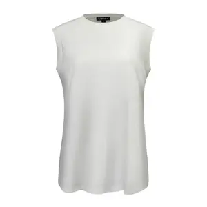 SMART AND JOY Sleeveless Cotton Blend Tank Top - White