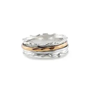 ISLA SILVER Dual Spinning Ring - Brown/silver