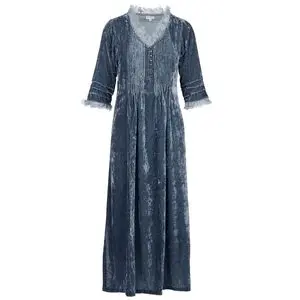 AT LAST... Silk Velvet Annabel Maxi Dress - Grey