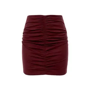 AGGI BY HALEWSKI Fitted Mini Skirt With Ruching - Red
