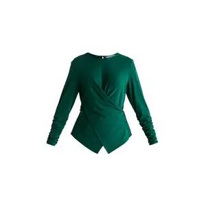 PAISIE Side Button Jersey Wrap Top