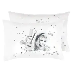 BLACK CAKE Neutrals Country Western Glamour Dolly Satin Pillowcase Set - Black