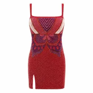 SELF-ADORE Embellished Mini Dress - Red