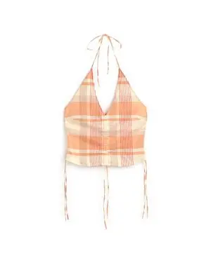 THINKING MU Adjustable Checkered Top