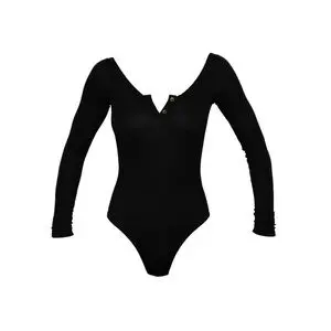 NO COMMENT Versatile Ribbed Backless Bodysuit