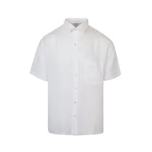 Haris Cotton Short Sleeved Front Pocket Linen Shirt - White