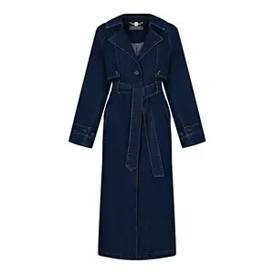 GOC DENIM Oversized Trench Coat - Blue