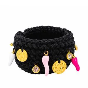 HILO DE MAR Hand-knitted Charm Bracelet - Black