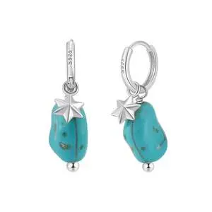 SHADED THE LABEL Olyssa Turquoise Sterling Silver Huggie Earrings - Silver/blue