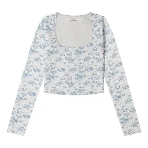 CLOUD HAVEN Long Sleeve Toile Square Neck Tee