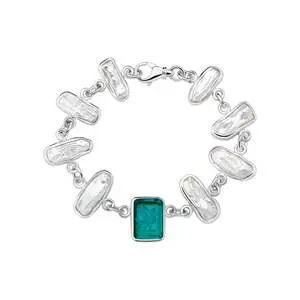 STEFAN TIRON Silver Bracelet With Dragonstone And Pearls - Silver/blue