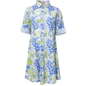 JUST DARVINY Charlotte Floral Print Cotton Shirt Dress