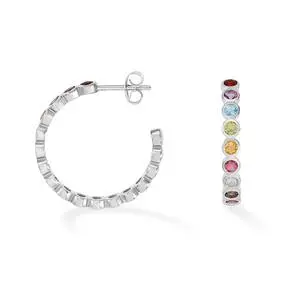 DOWER & HALL Large Tutti Frutti Sterling Hoop Earrings - Silver