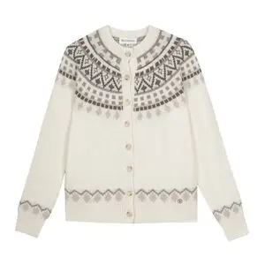 BEL CASHMERE Kaia Geometric Jacquard Cardigan - White