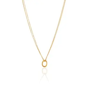 ESTERAH Oval Double Chain Necklace