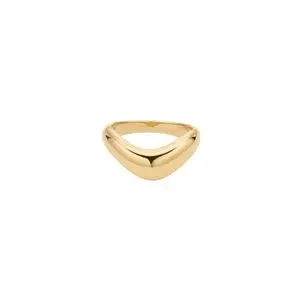 VANCHI Plain Chunky Curved Wave Ring - Gold