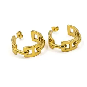 SUPERDIVAJEWELLERY Geo Hoop Earrings - Gold