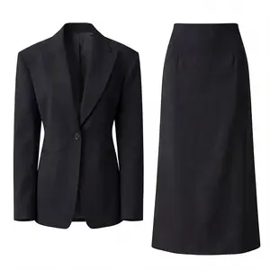 BLUZAT Suit With Tailored Blazer And Midi Skirt