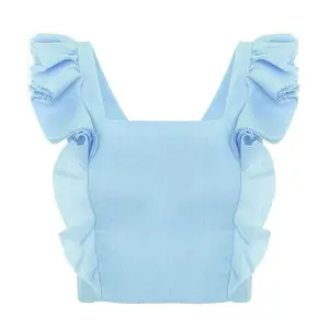 UNDERFLIRTY Flirty Linen Top - Blue