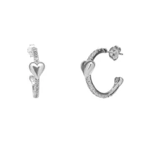 SPERO LONDON Hoop Heart Pave Earring - Silver