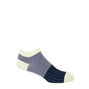 PEPER HAROW - MADE IN ENGLAND Oxford Stripe Trainer Socks Black